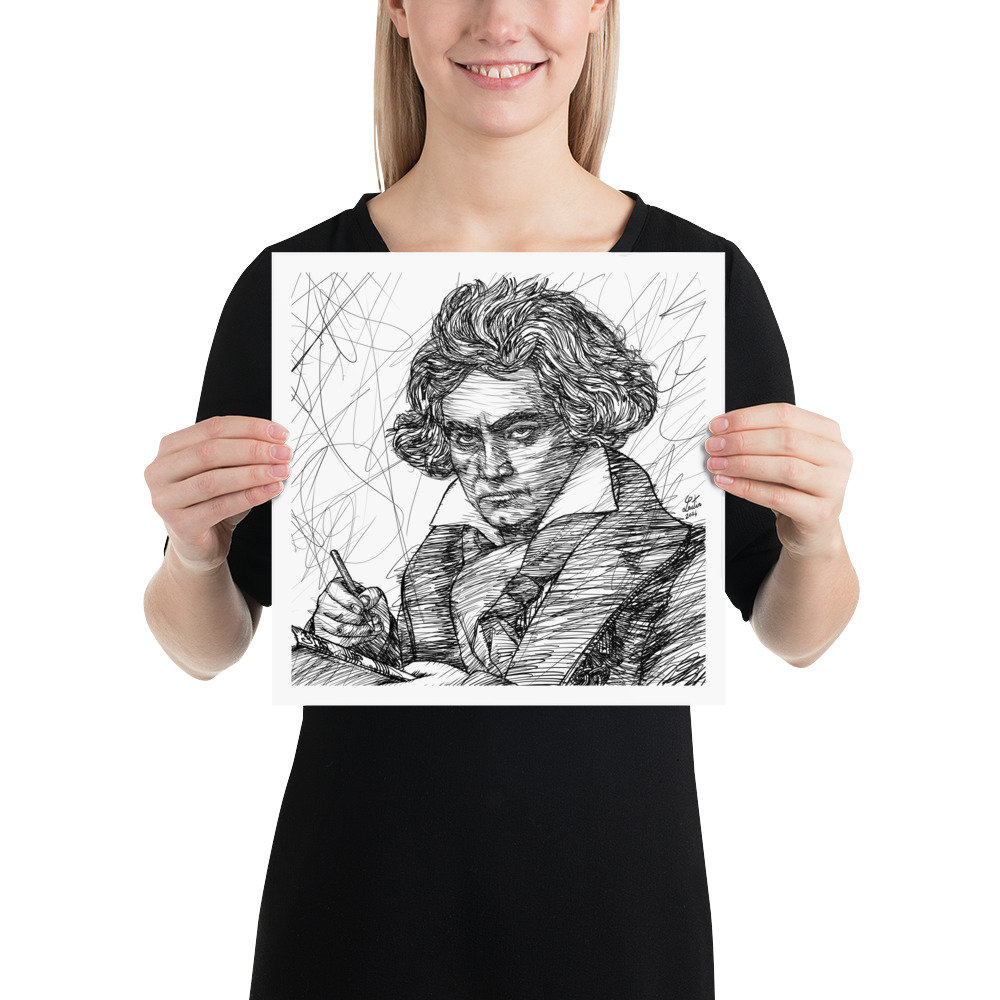 LUDWIG Van BEETHOVEN Ink Portrait - POSTER - Various Sizes Available ...