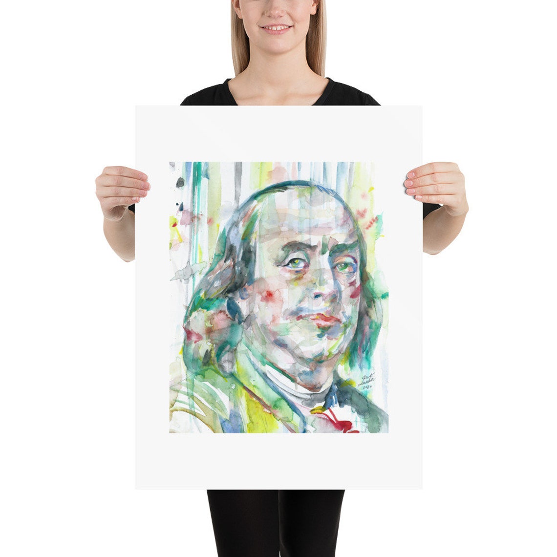 BENJAMIN FRANKLIN Watercolor Portrait POSTER Various - Etsy UK