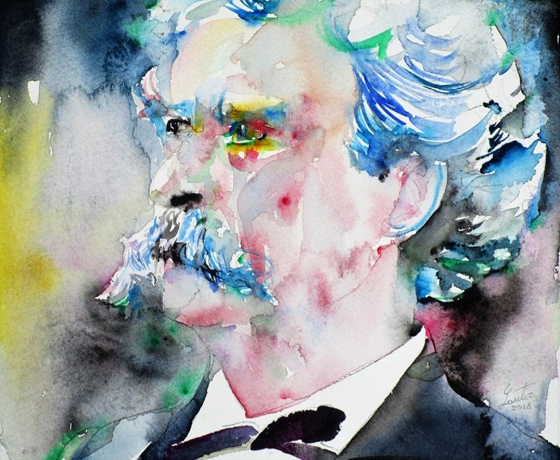 MARK TWAIN Watercolor Portrait POSTER Various Sizes Art - Etsy