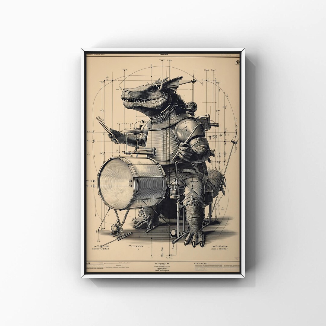 Dragon Drummer Print – Fantasy Musician Illustration (digital Download ...