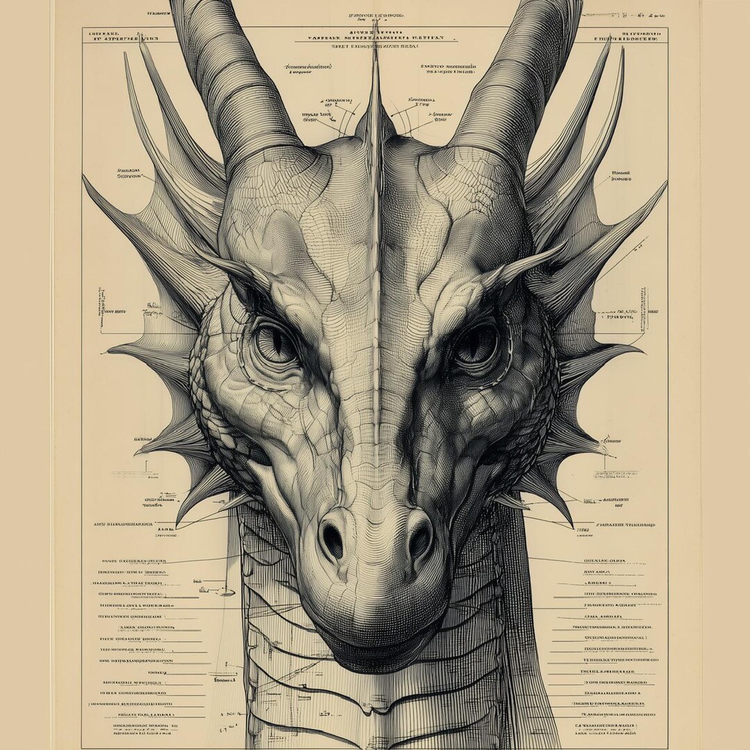Detailed Anatomical Drawing of a Dragon , Posters, Poster Print, Wall ...