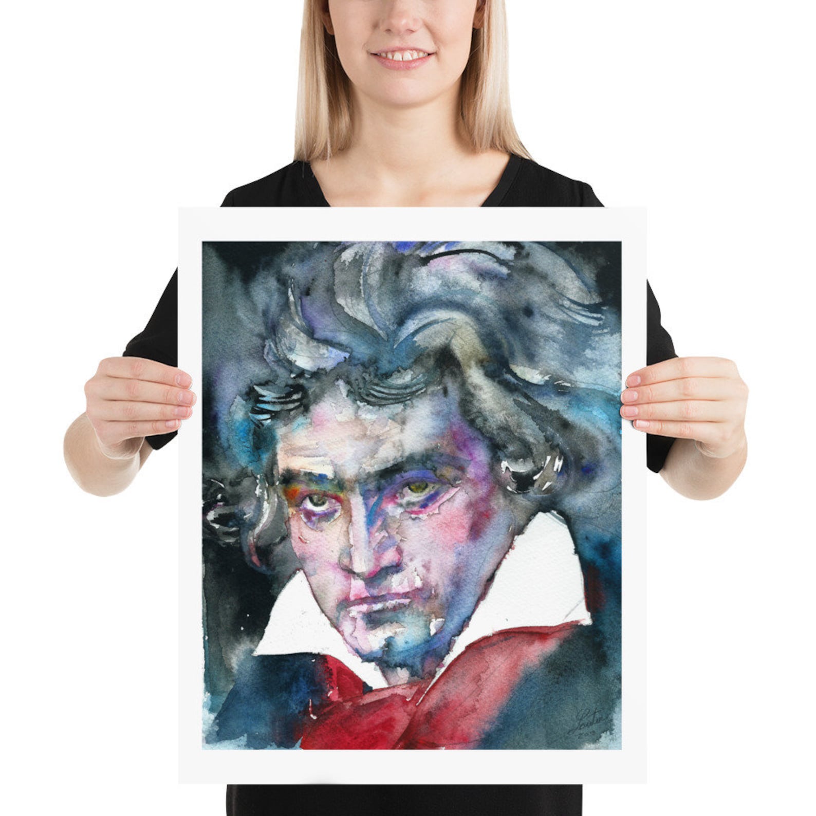 LUDWIG VAN BEETHOVEN Watercolor Portrait - Poster - Various Sizes ...