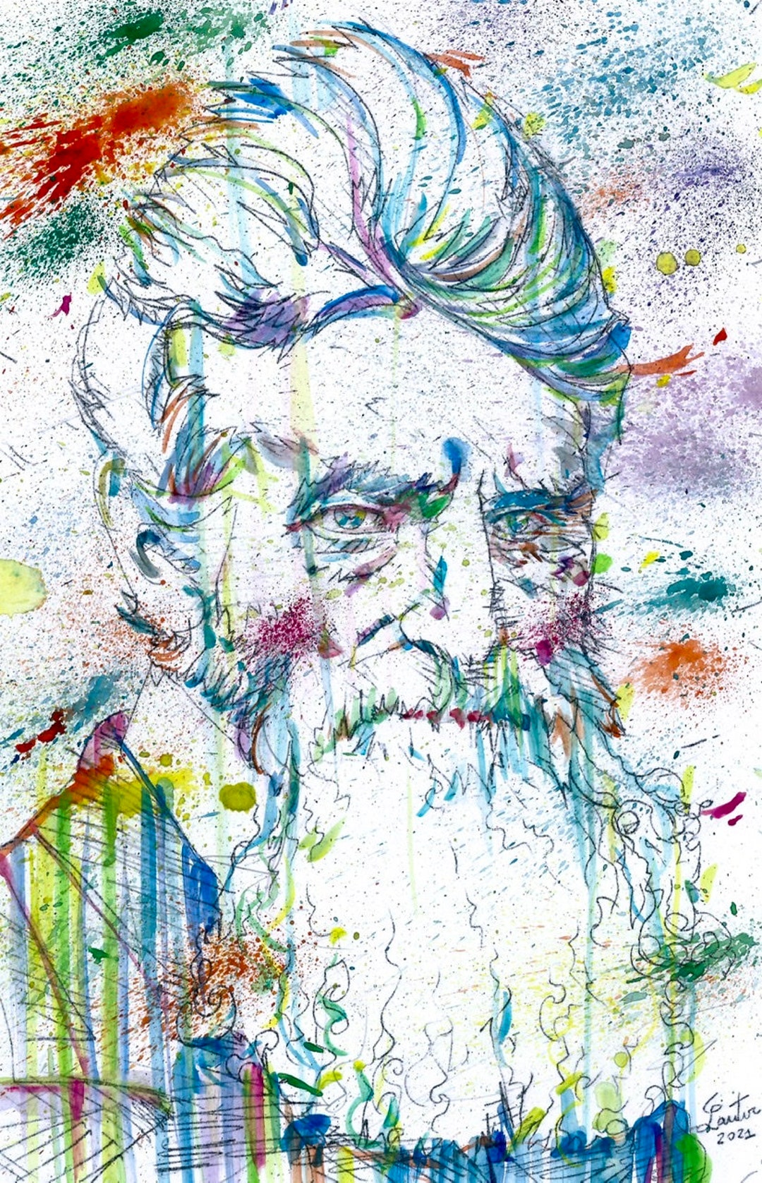 JOHN BROWN Watercolor Portrait - Poster - Various Sizes ! Painting Art ...
