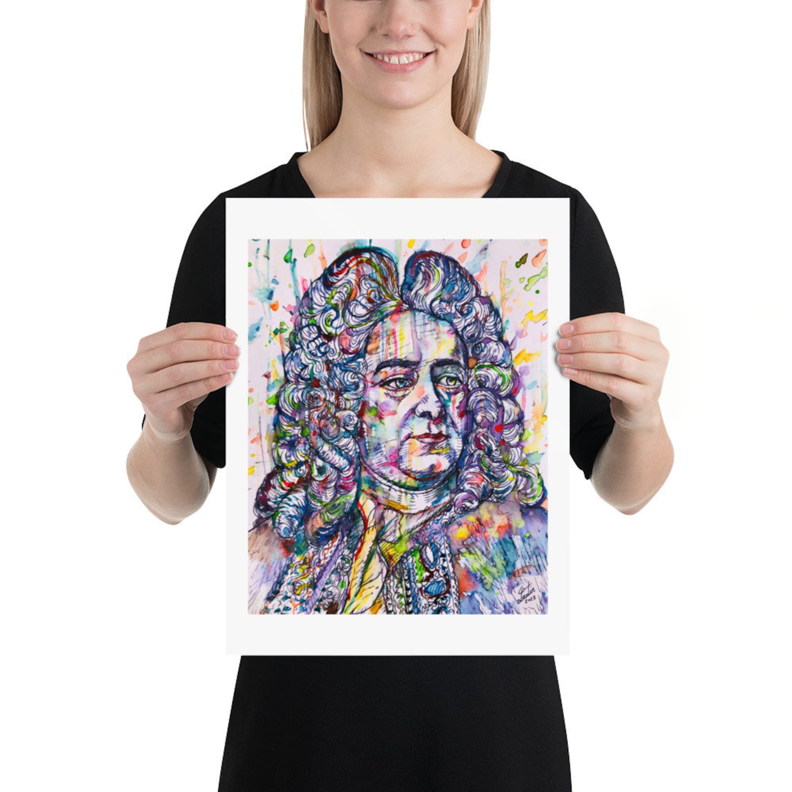GEORGE Frideric HANDEL Watercolor & Ink Portrait - POSTER - Various ...