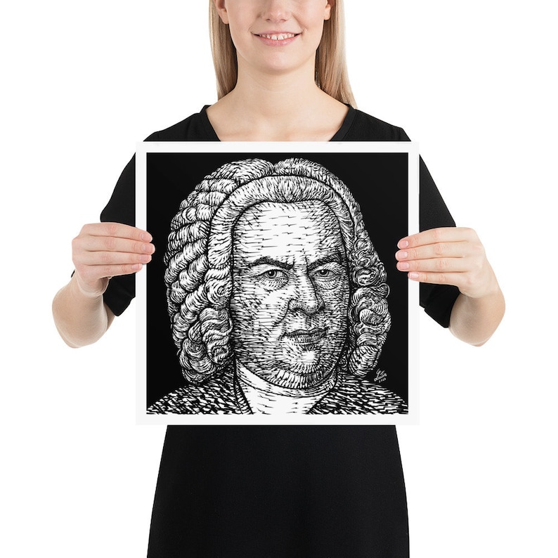 Johann SEBASTIAN BACH Ink Portrait - POSTER - Various Sizes Available ...