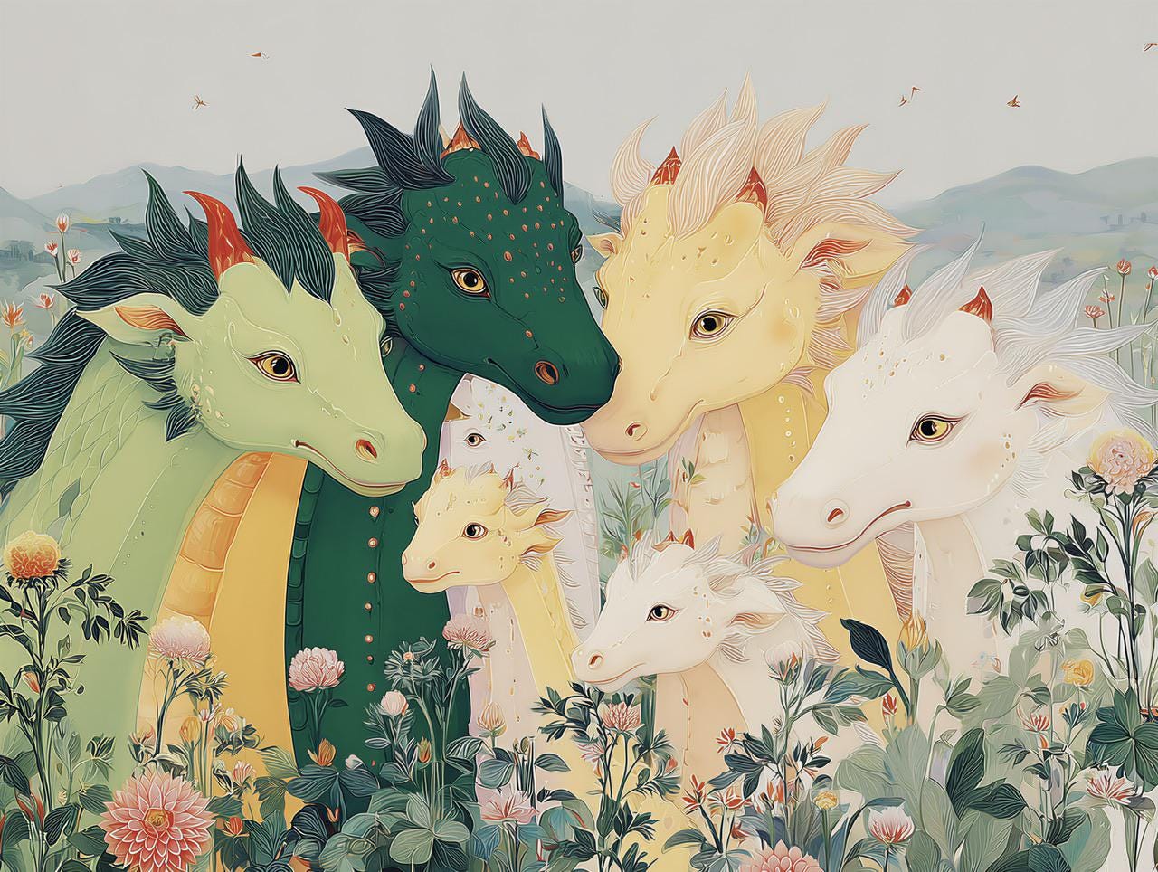 Dragon Family Print – Fantasy Art, Colorful Dragons (digital Download ...