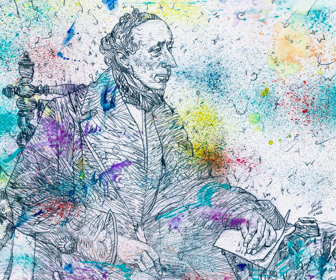 HANS CHRISTIAN ANDERSEN Watercolor and Pencil Portrait - Poster ...