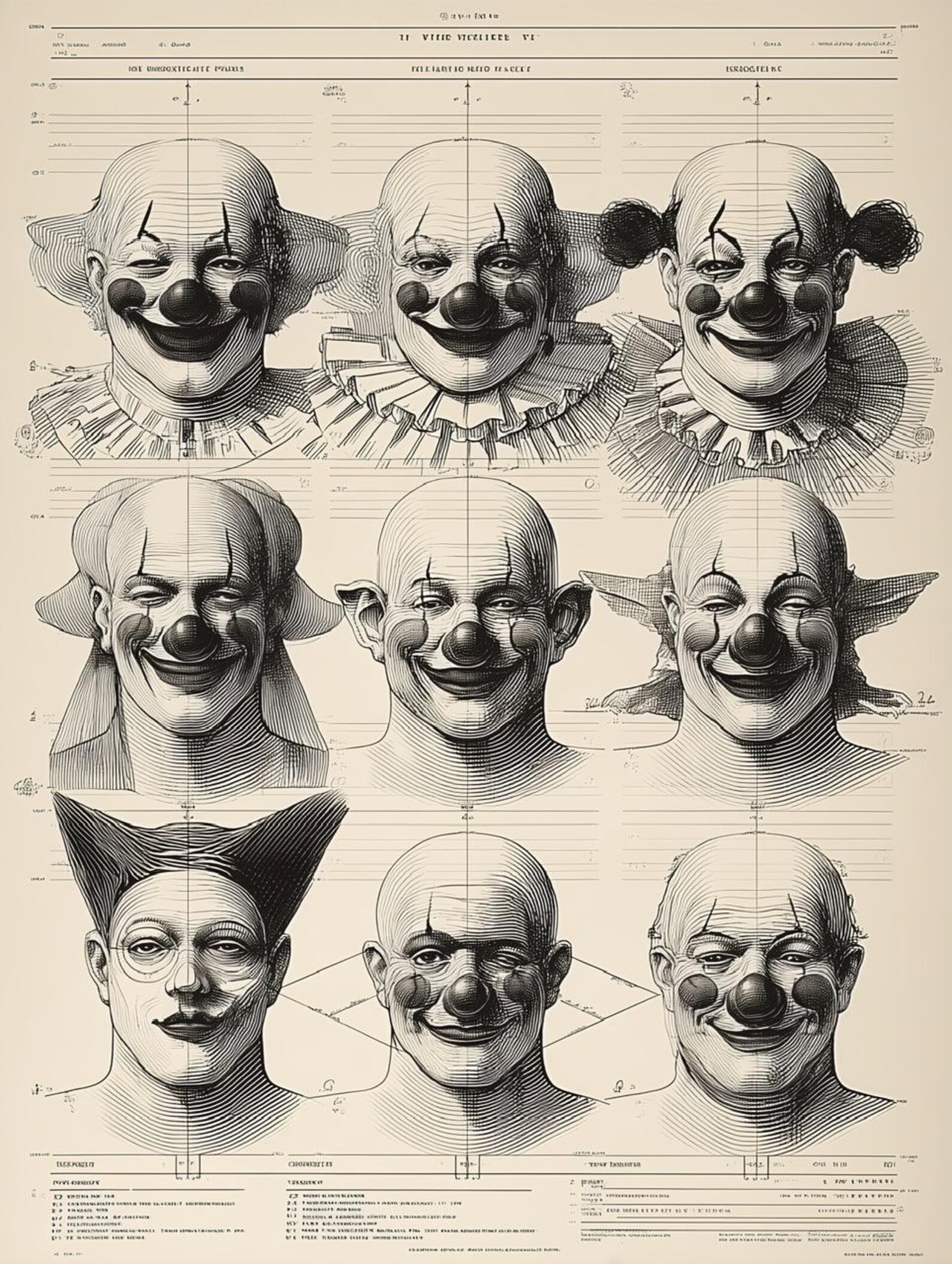Printable - NINE CLOWNS - Digital Download - Scalable to Various Sizes ...