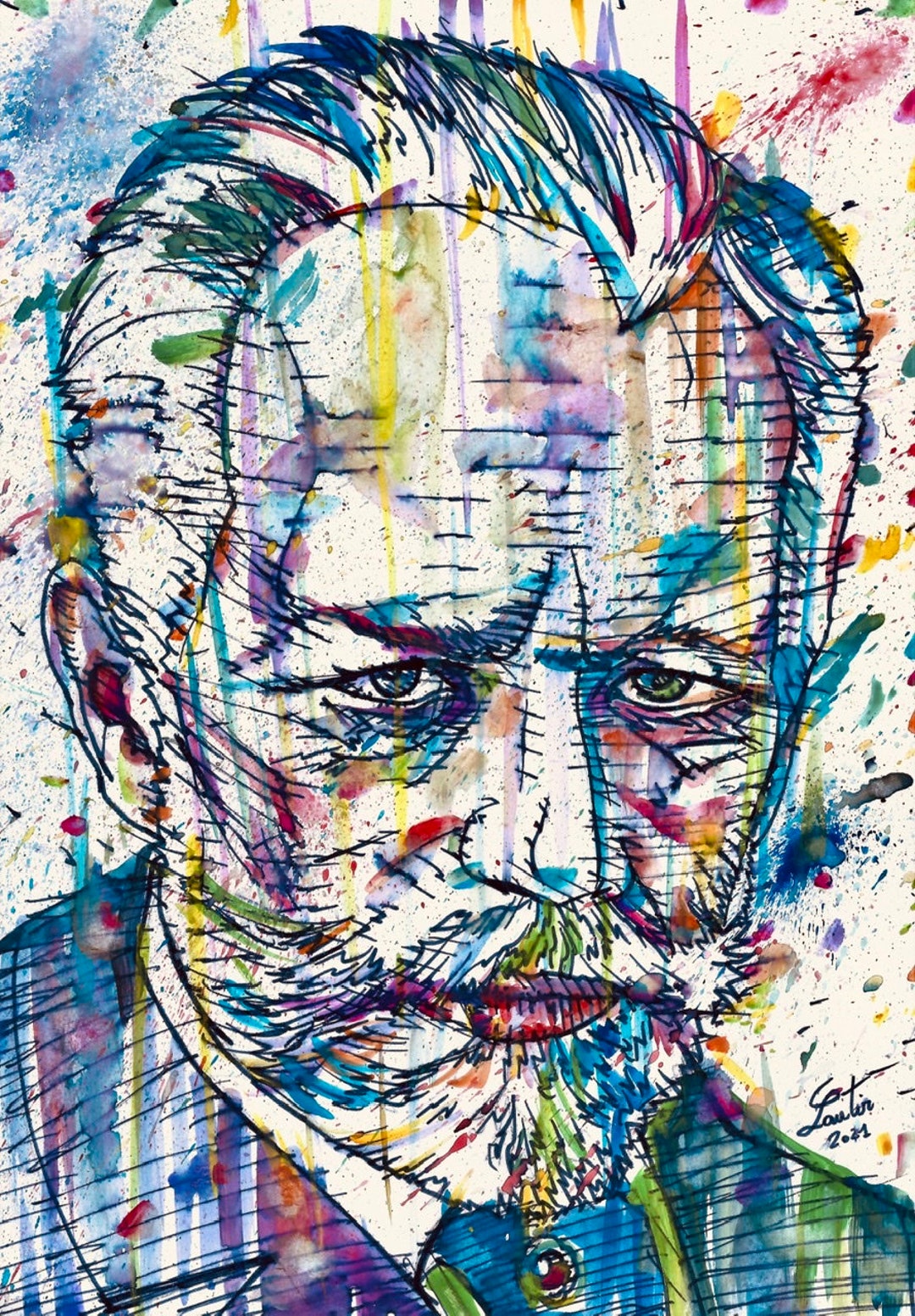 PYOTR ILYICH TCHAIKOVSKY Watercolor and Ink Portrait - Poster - Various ...