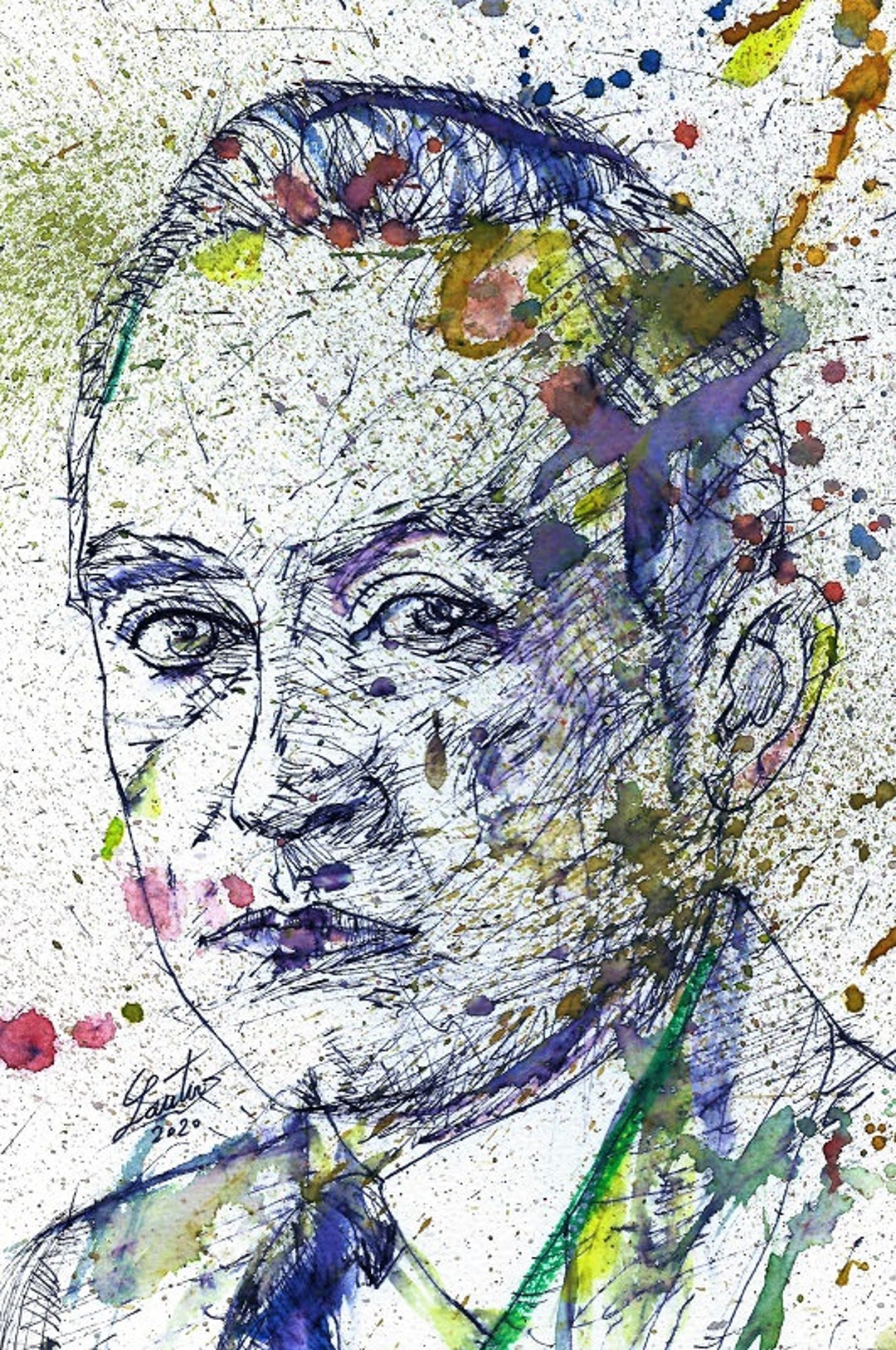 MAX BORN Watercolor & Ink Portrait - POSTER - Various Sizes! Art ...