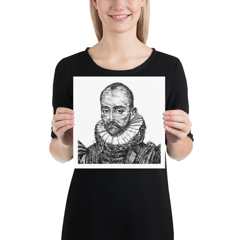 MICHEL De MONTAIGNE Ink Portrait - POSTER - Various Sizes Available ...
