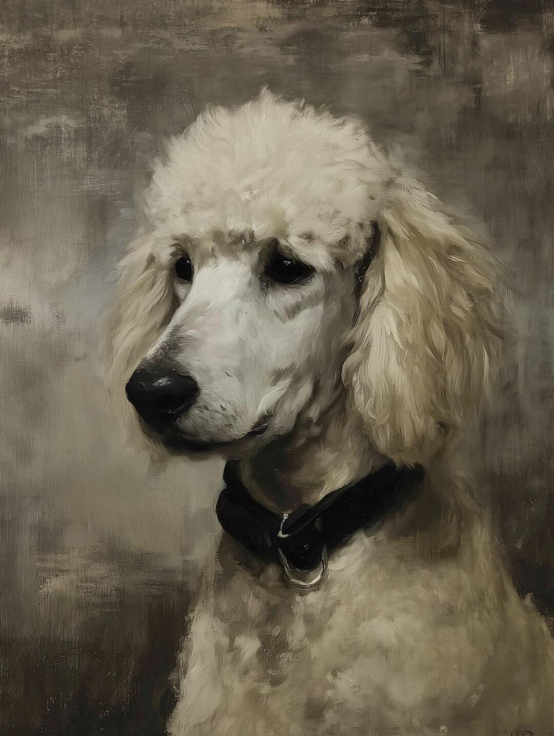 Pensive White Poodle Portrait , Posters, Poster Print, Wall Art Decor ...