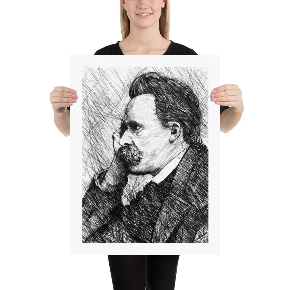 FRIEDRICH NIETZSCHE Black and White Pencil Portrait POSTER - Etsy