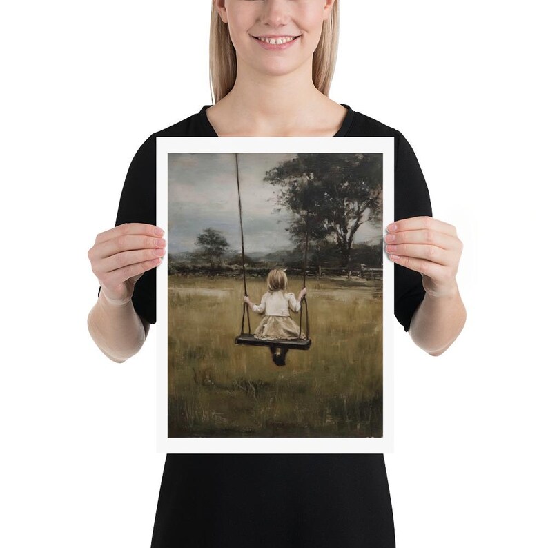 Girl on Swing Art Poster, Vintage Child Portrait, Wall Art Decor - Etsy