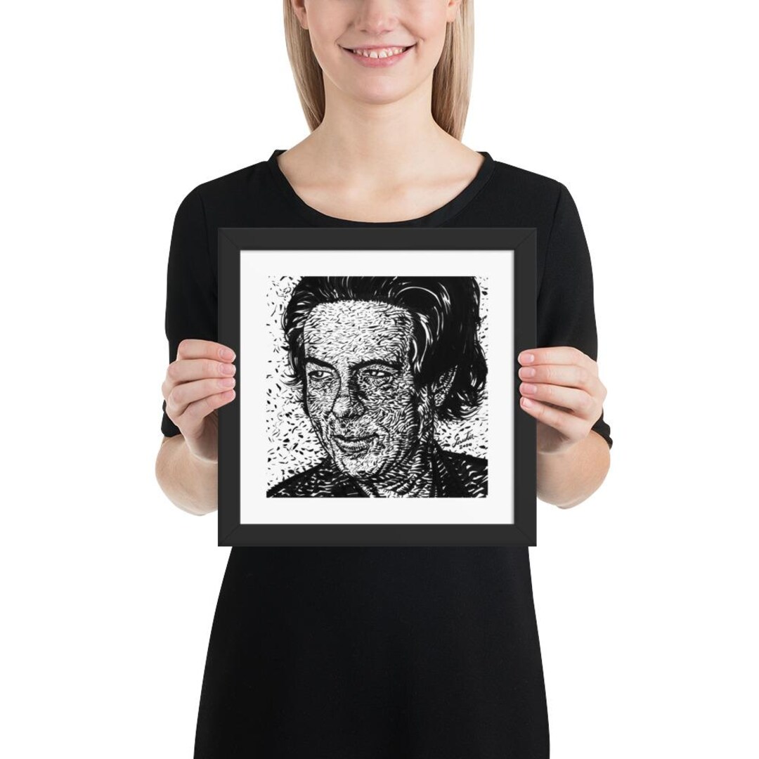 ALAN WATTS Ink Portrait - Framed Poster 10x10 Inches ! Art Print ...