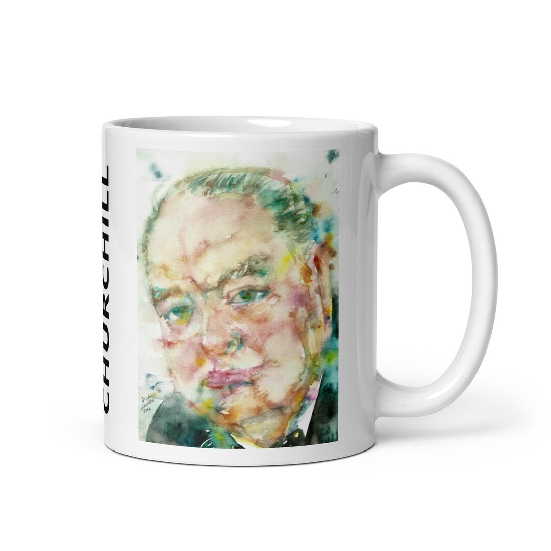 MUG - WINSTON CHURCHILL Watercolor Portrait - Various Sizes! White ...