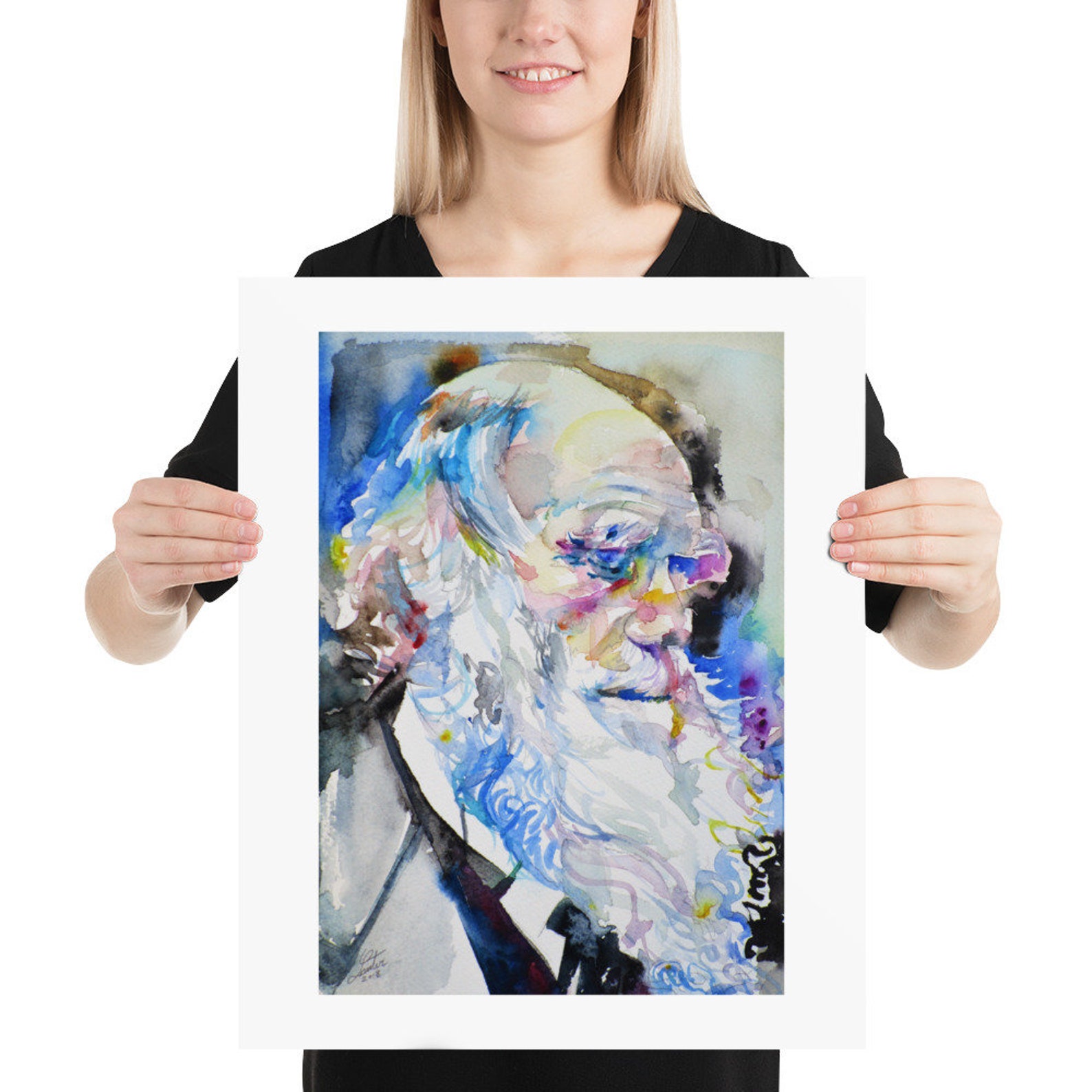 CHARLES DARWIN Watercolor Portrait POSTER Various Sizes Available Art ...