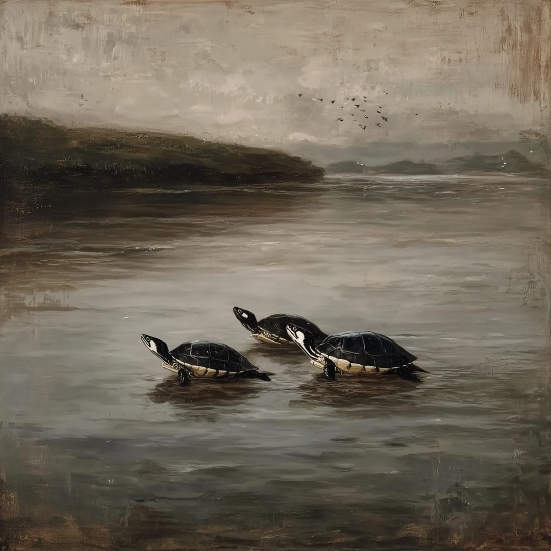 Three Turtles in Tranquil Waters , Posters, Poster Print, Wall Art ...