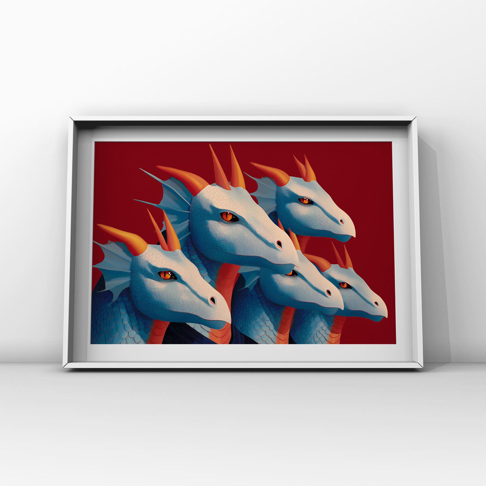 Blue Dragon Print – Fantasy Art, Flying Dragons, Scalable Design ...