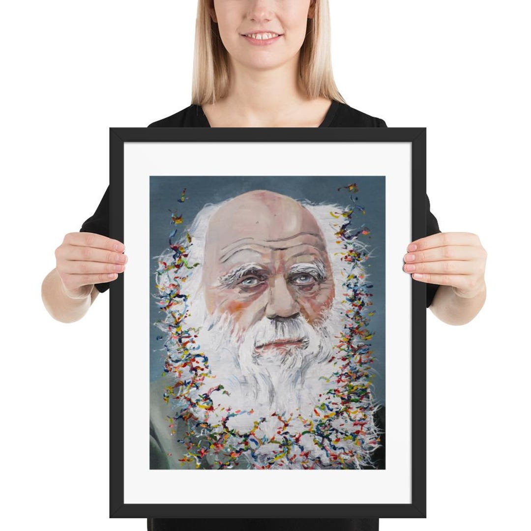 CHARLES DARWIN Oil Portrait - FRAMED Poster - Various Sizes! Art Print ...