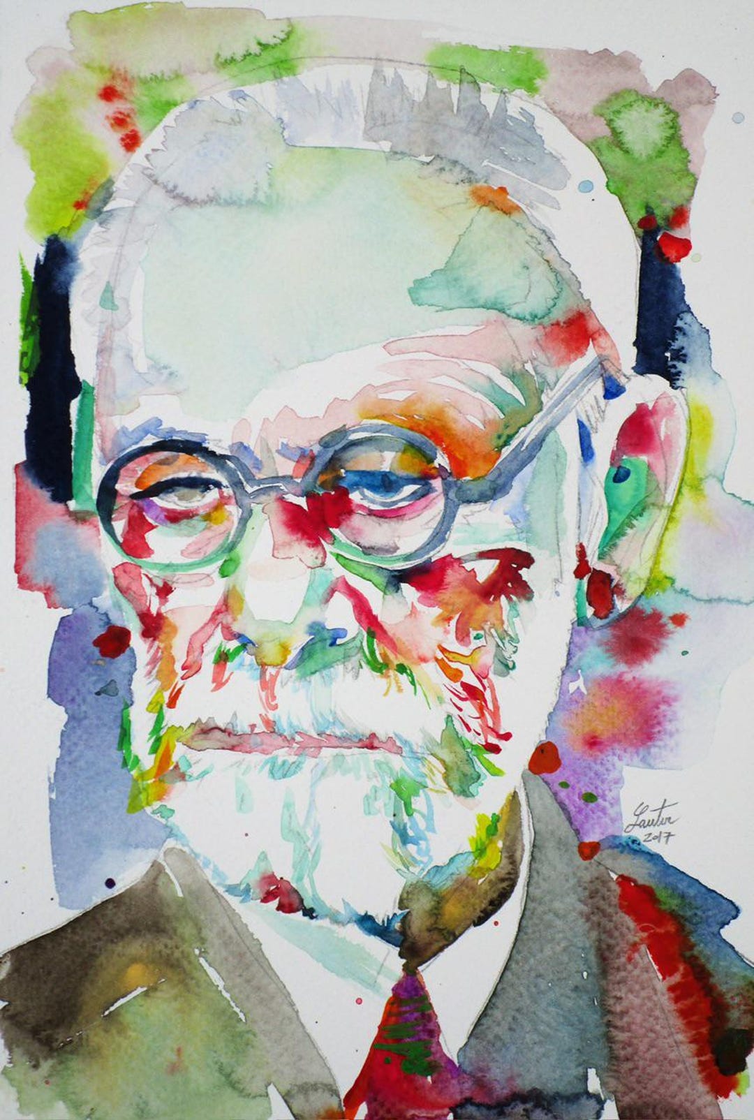 Printable SIGMUND FREUD Watercolor Portrait - Digital Download ...