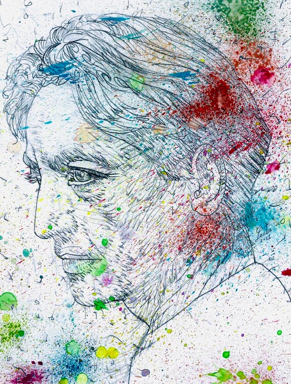 JIDDU KRISHNAMURTI Watercolor and Pencil Portrait Poster | Etsy