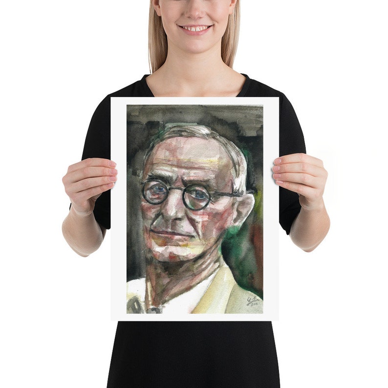 HERMANN HESSE Watercolor Portrait POSTER Various Sizes - Etsy