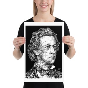 FREDERIC CHOPIN Ink Portrait - POSTER - Various Sizes Available! Print ...