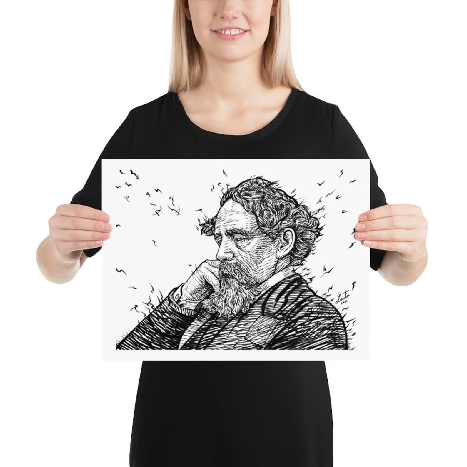 CHARLES DICKENS Ink Portrait - POSTER - Various Sizes Available! Art ...