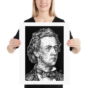 FREDERIC CHOPIN Ink Portrait - POSTER - Various Sizes Available! Print ...