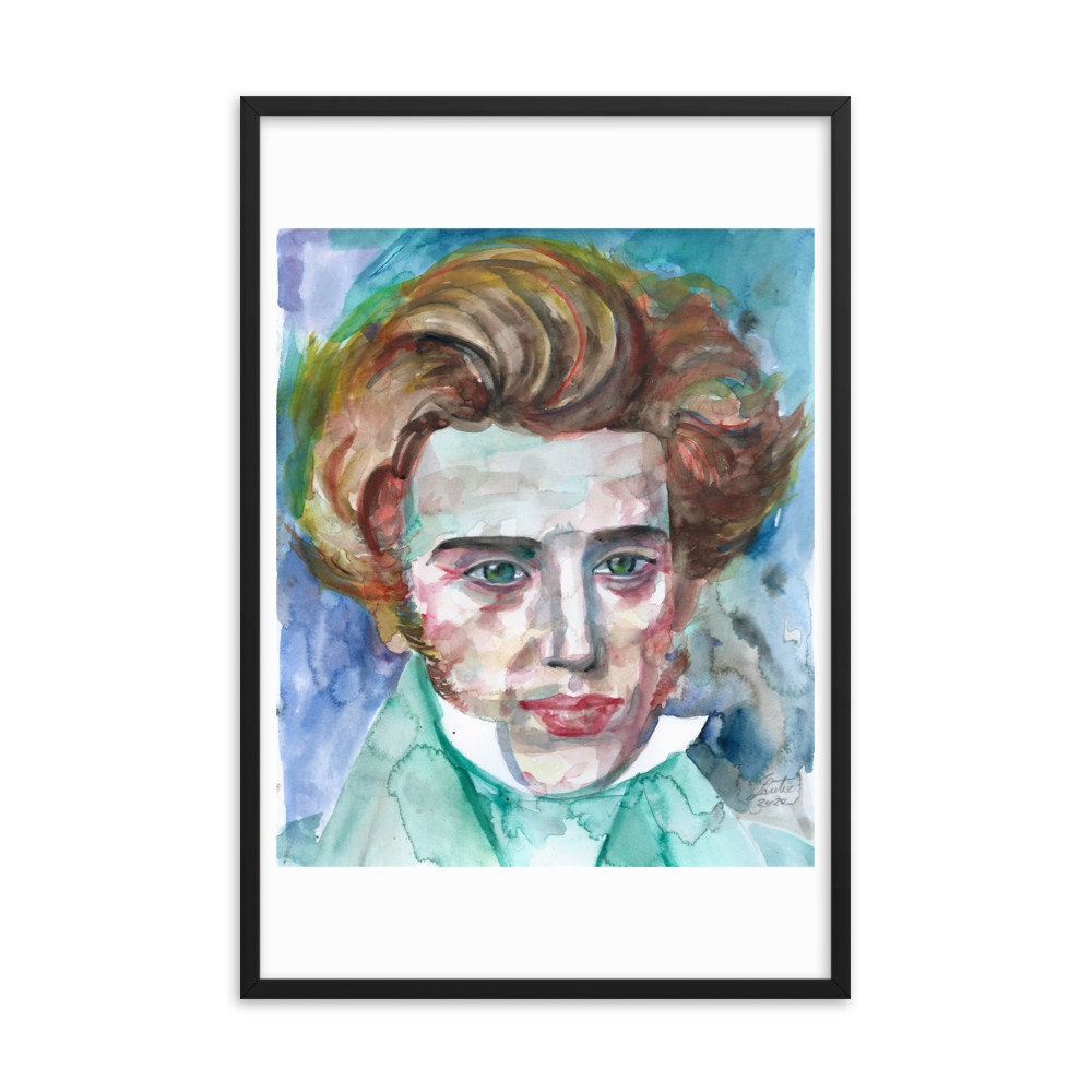 SOREN KIERKEGAARD Watercolor Portrait - FRAMED Poster Ready to Hang ...