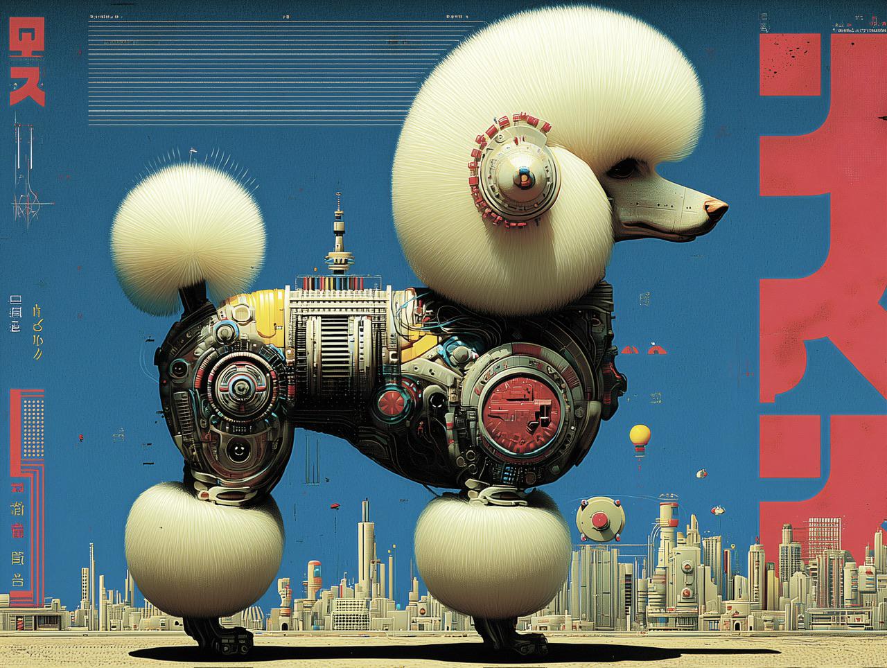 Futuristic Robotic Poodle in Cityscape , Posters, Poster Print, Wall ...