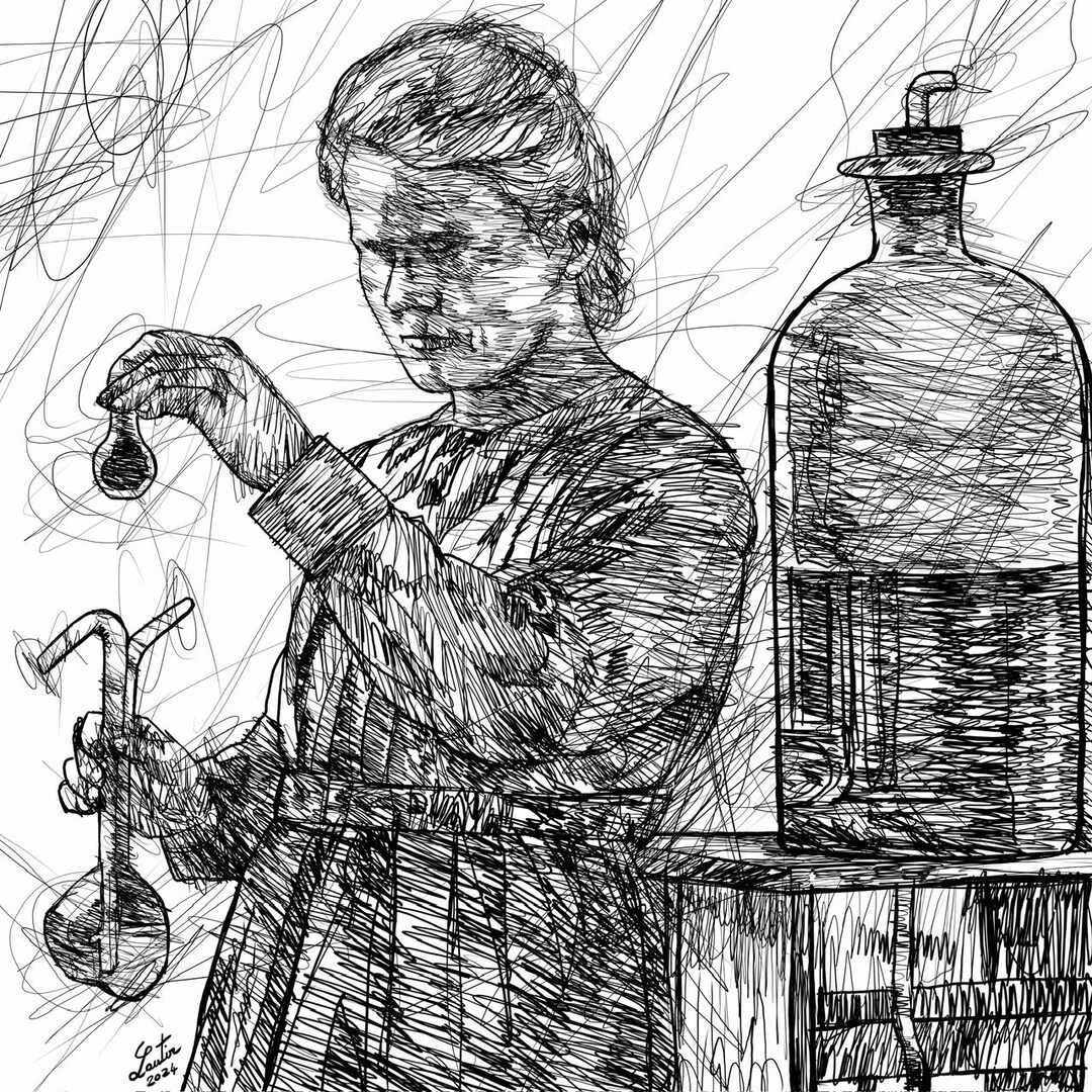 MARIE CURIE Ink Portrait POSTER Various Sizes Available Art Print ...