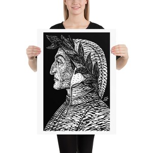 DANTE ALIGHIERI Ink Portrait - POSTER - Various Sizes Available! Print ...