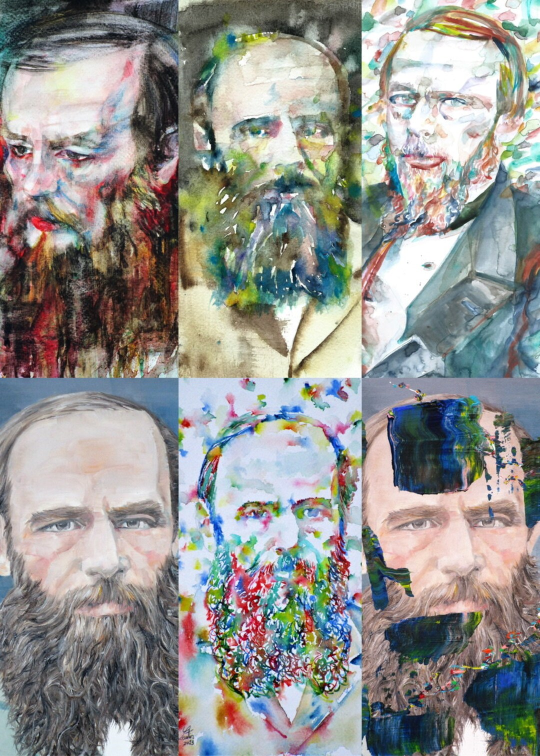 Six Times FYODOR DOSTOYEVSKY - Collage POSTER Painting - Various Sizes ...