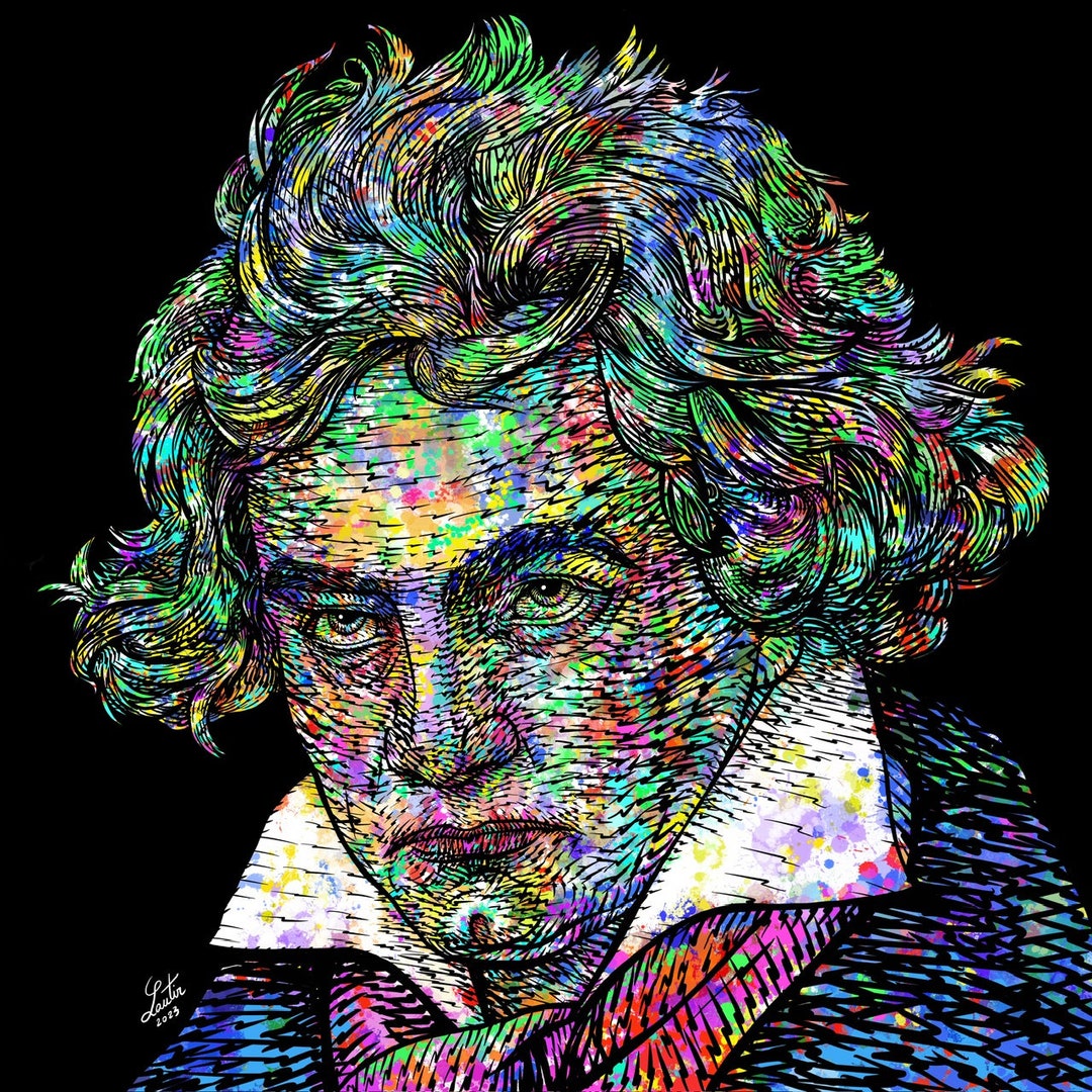 LUDWIG Van BEETHOVEN Ink and Watercolor Portrait - POSTER - Various ...