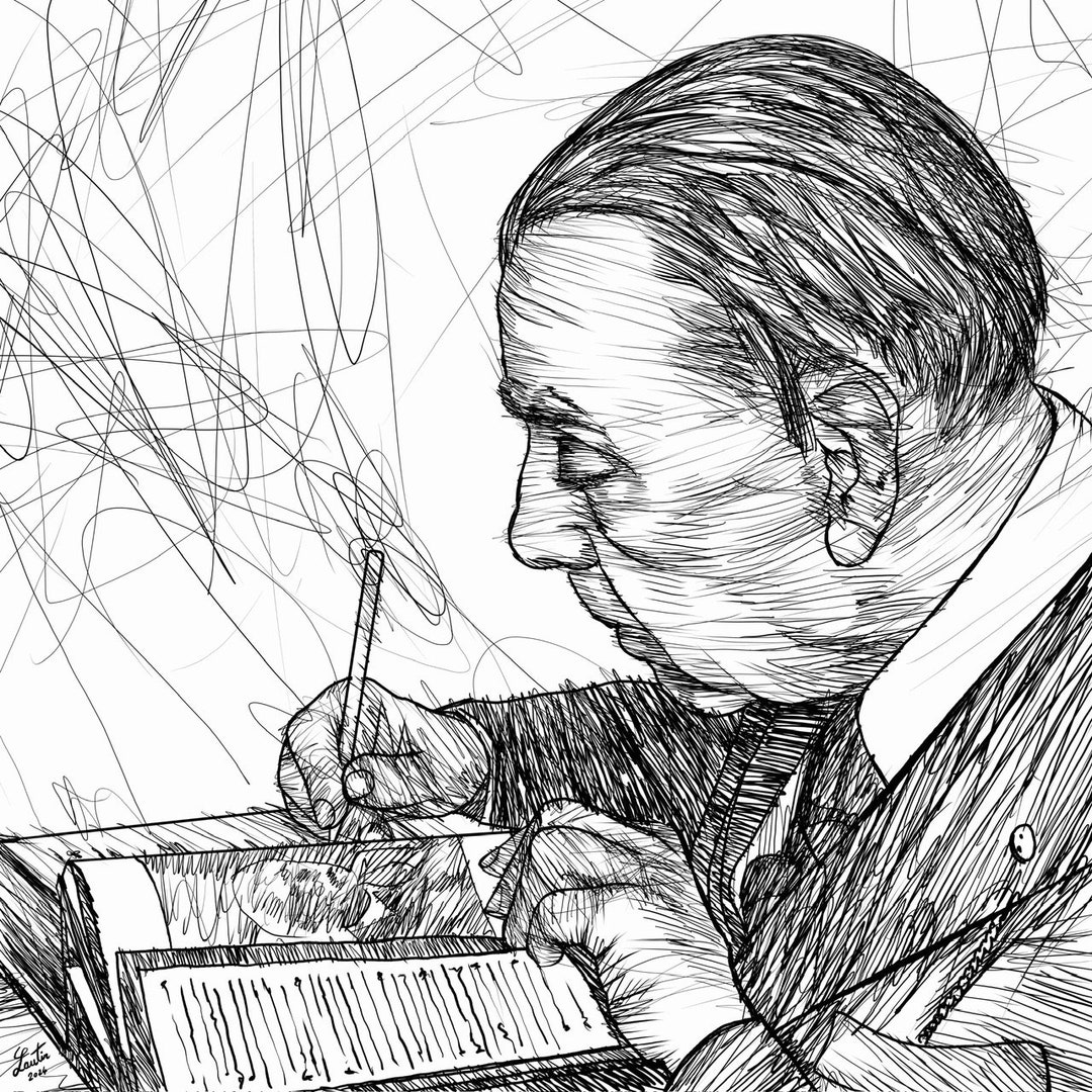 BORGES Ink Portrait POSTER Various Sizes Available Art Print Drawing ...