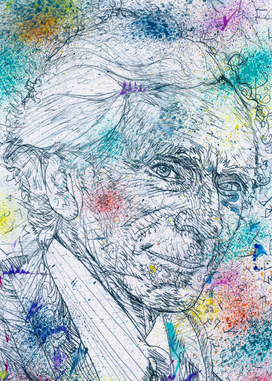 BERTRAND RUSSELL Watercolor and Pencil Portrait - Poster - Various ...