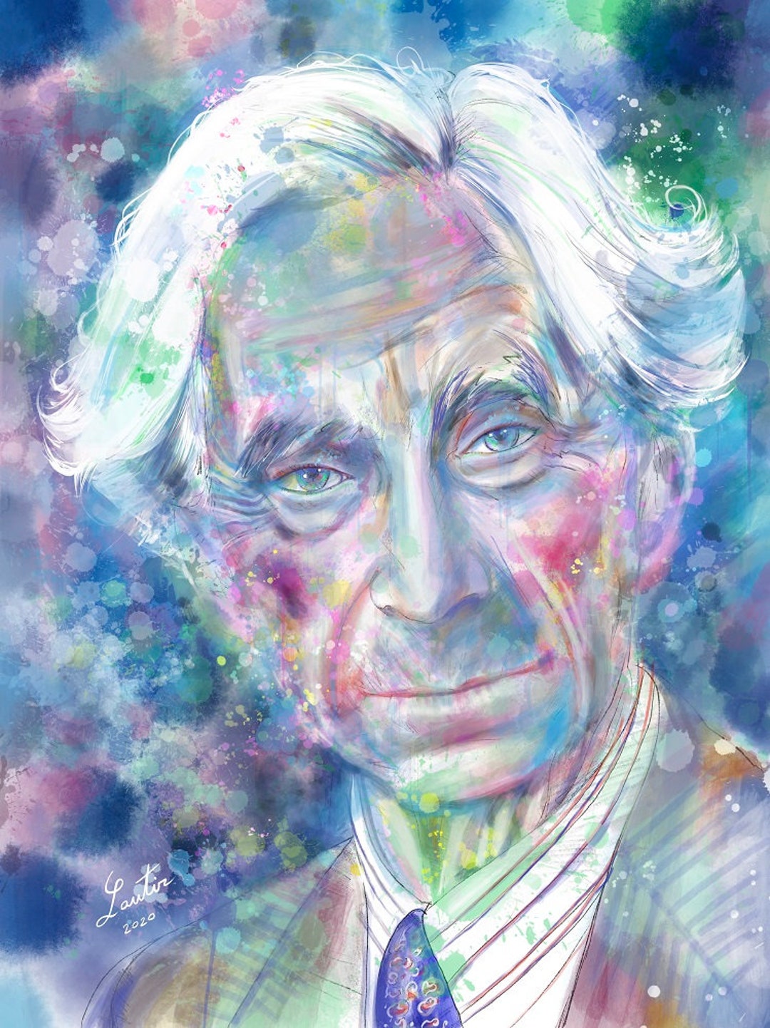 BERTRAND RUSSELL Watercolor Portrait - POSTER - Various Sizes Available ...