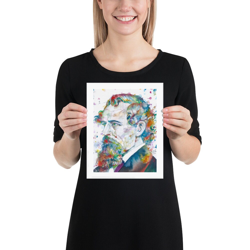 CHARLES DICKENS Watercolor Portrait - POSTER - Various Sizes Available ...