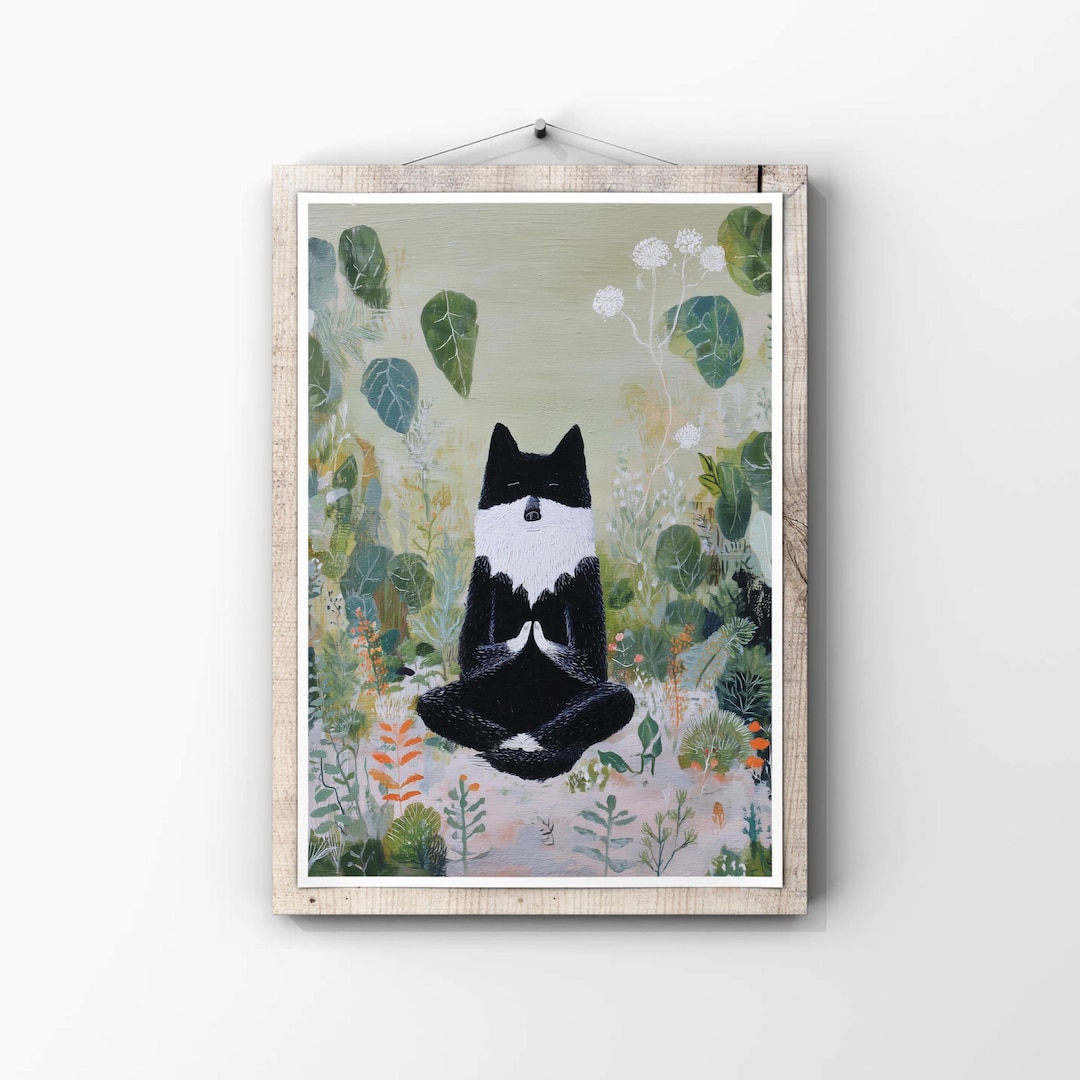 Printable - Yoga Meditating Wolf Amidst Foliage - Digital Download ...