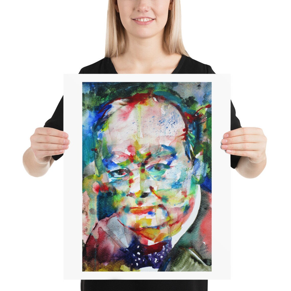 WINSTON CHURCHILL Watercolor Portrait POSTER Various Sizes - Etsy
