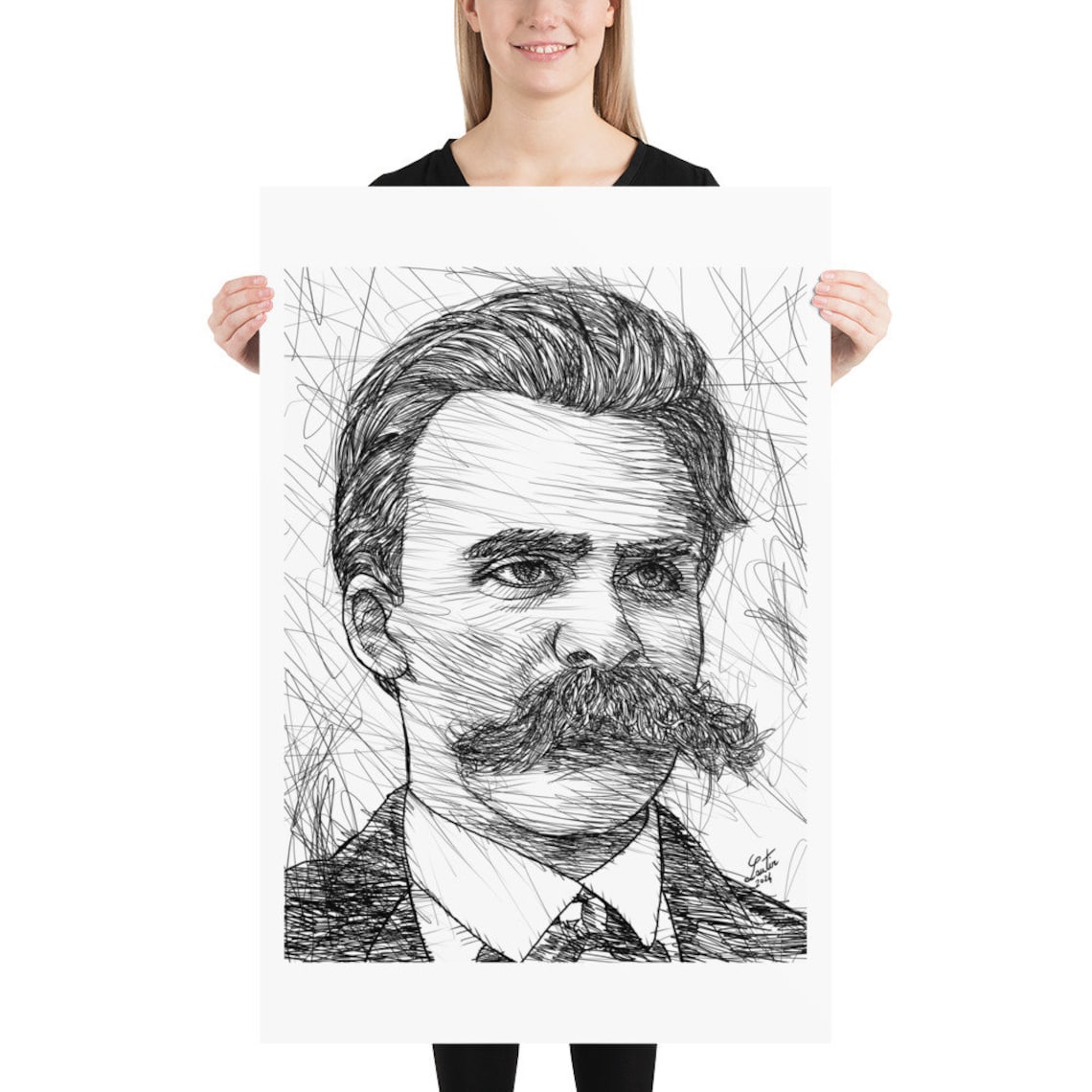 FRIEDRICH NIETZSCHE Ink Portrait - POSTER - Various Sizes Available ...