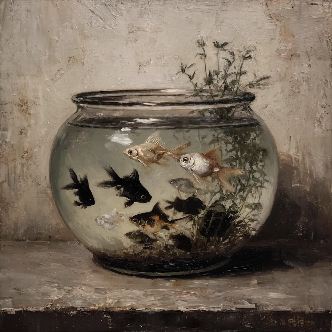 Goldfish in a Glass Bowl , Posters, Poster Print, Wall Art Decor, Wall ...