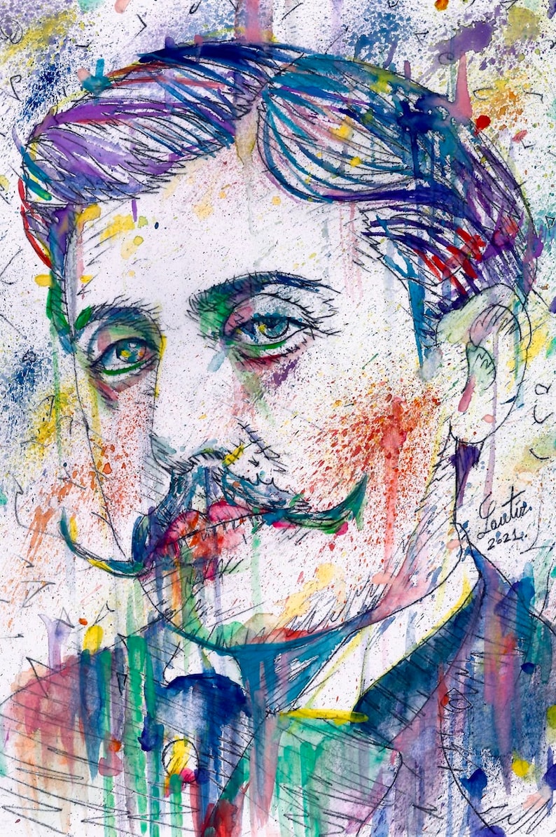 MARCEL PROUST Watercolor Portrait - Poster - Various Sizes ! Art Print ...