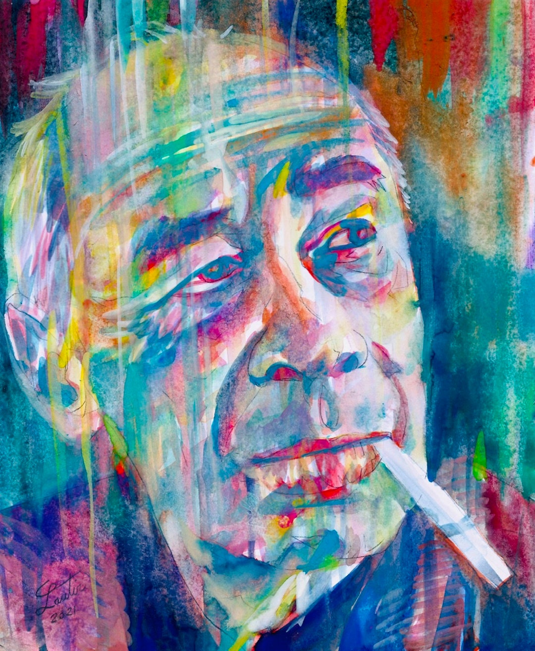 HENRY MILLER Watercolor Portrait - POSTER - Various Sizes! Print ...