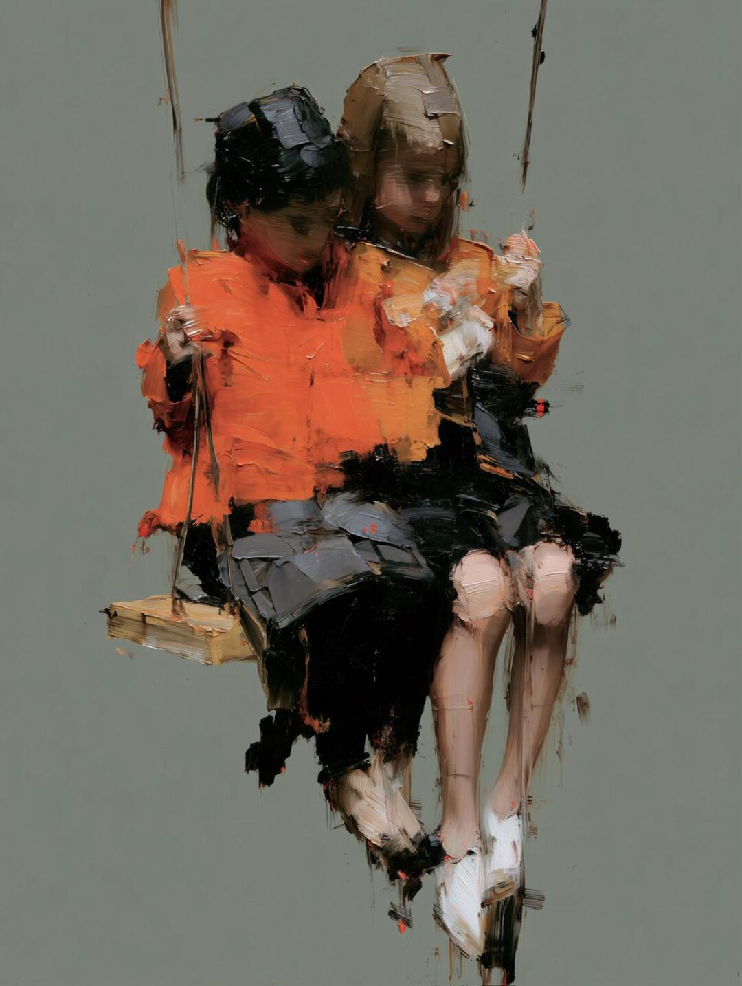 Two Children on a Swing , Posters, Poster Print, Wall Art Decor, Prints ...