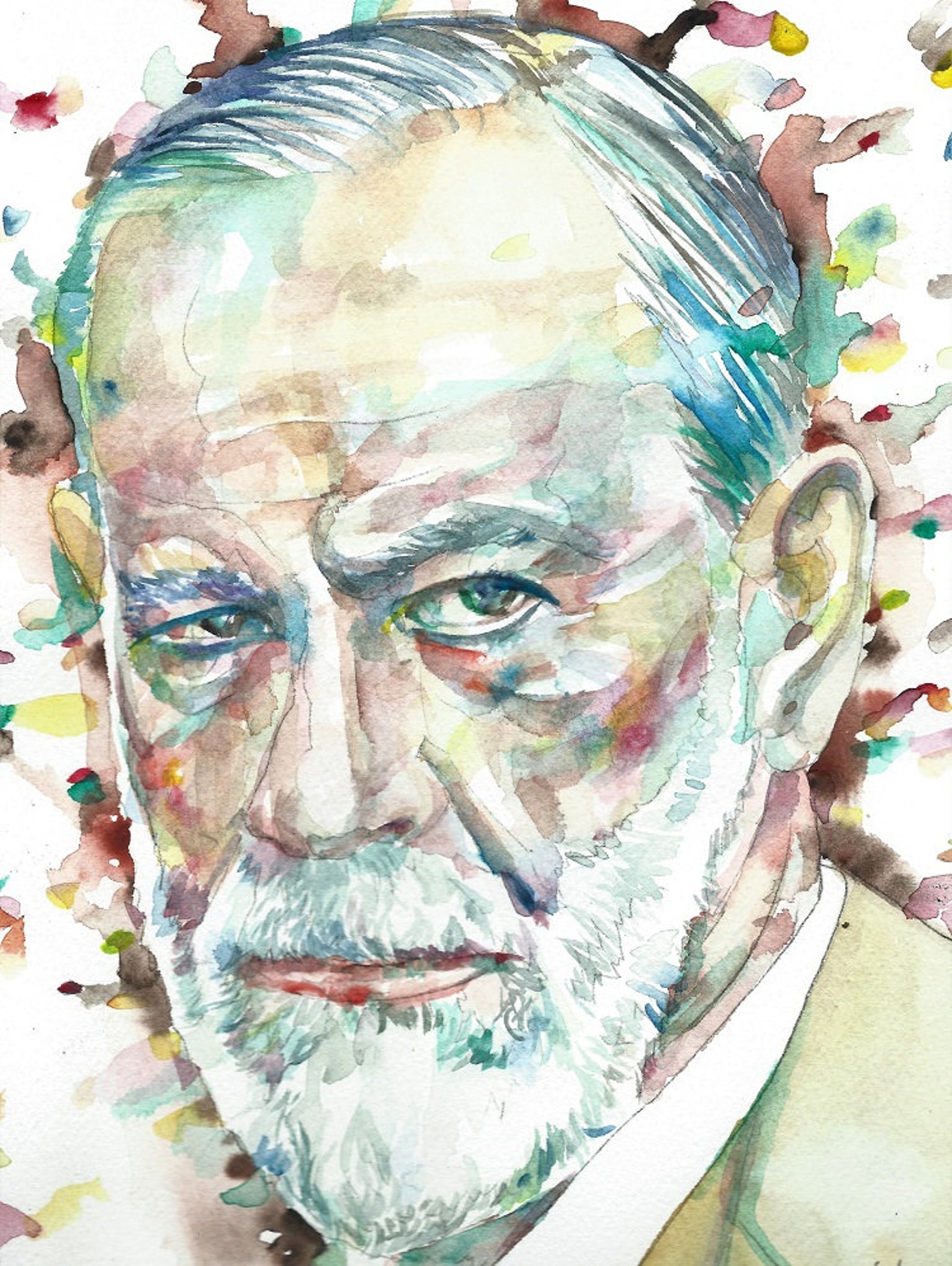 SIGMUND FREUD Watercolor Portrait POSTER Various Sizes - Etsy