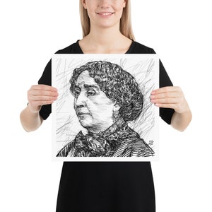 GEORGE SAND Ink Portrait - POSTER - Various Sizes Available! Art Print ...