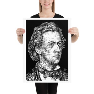 FREDERIC CHOPIN Ink Portrait - POSTER - Various Sizes Available! Print ...